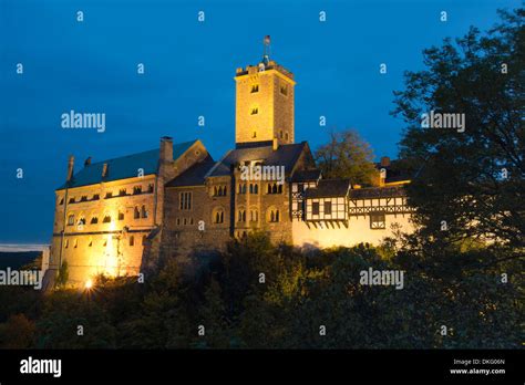 Die Wartburg Im Abendlicht Stadt Eisenach Thüringen Deutschland