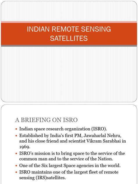 Indian Remote Sensing Satellites Pdf Infrared Satellite