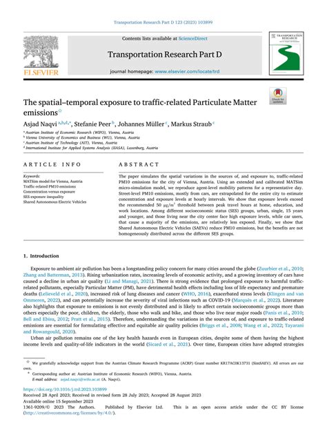 Pdf The Spatialtemporal Exposure To Traffic Related Particulate