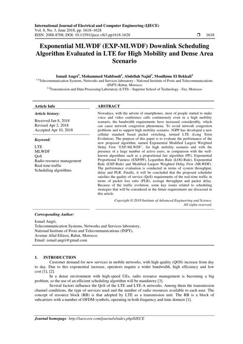 Pdf Exponential Mlwdf Exp Mlwdf Downlink Scheduling Algorithm