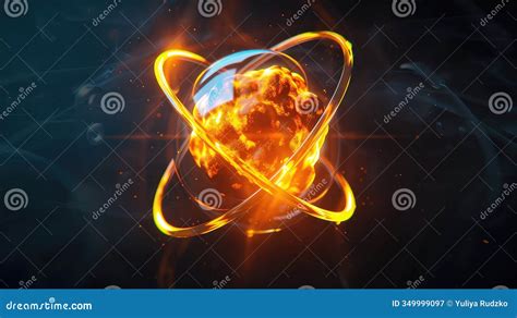Detailed Illustration Of An Atoms Nucleus The Dense Center Composed Of Protons And Neutrons
