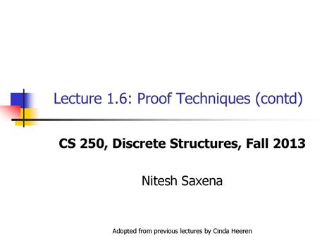 Lecture 1 6 Proof Techniques Contd Ppt Download