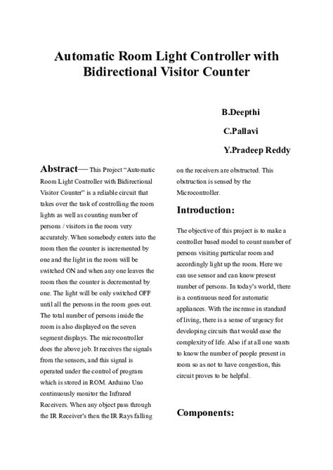 Doc Automatic Room Light Controller With Bidirectional Visitor Counter