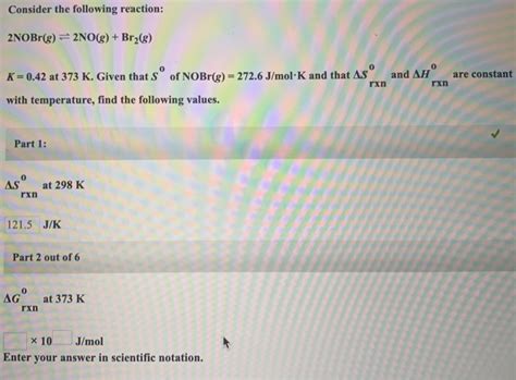 Solved Consider The Following Reaction 2nobr G 2no G