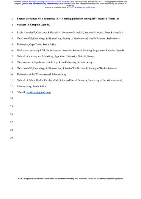 Pdf Factors Associated With Adherence To Hiv Testing Guidelines Among