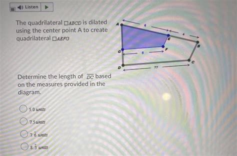 Solved Listen The Quadrilateral Dabcd Is Dilated Using The