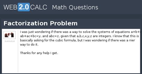 view question factorization problem