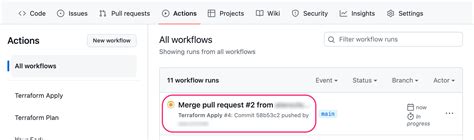 Merged Pull Request On Actions Page Of Github Repository