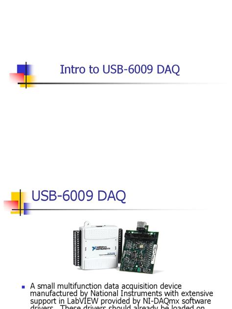 Intro To Usb 6009 Daq Pdf Data Acquisition Usb