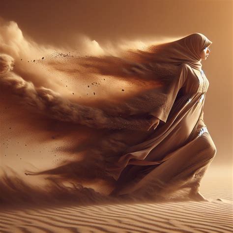 Create An Image Of A Woman Made Entirely Of Sand Walking In A Sand