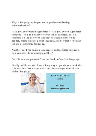 Why Is Language So Important To Gender Confirming Communication Docx