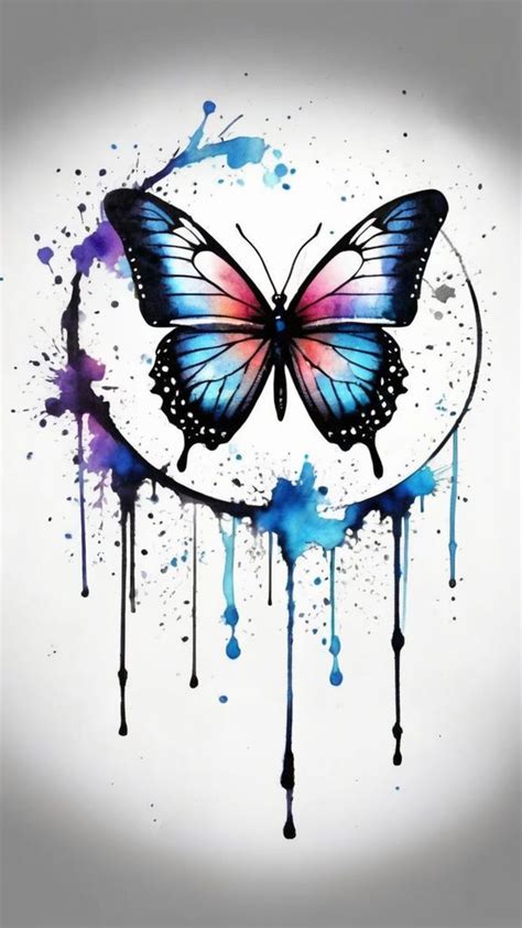 Тату эскиз бабочка акварель Tattoo Sketch Butterfly Watercolor Aquarelle