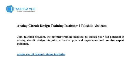 Ppt Analog Circuit Design Training Institutes Takshila Powerpoint Presentation Id