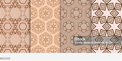 원활한 벡터 기하학 패턴의 집합입니다 선 및 모양 배경 배경 화면 초대장에 대 한 현대적인 디자인입니다 브라운 색상 갈색에 대한 스톡 벡터 아트 및 기타 이미지 Istock