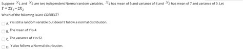 Solved Suppose X1 And X2 Are Two Independent Normal Random