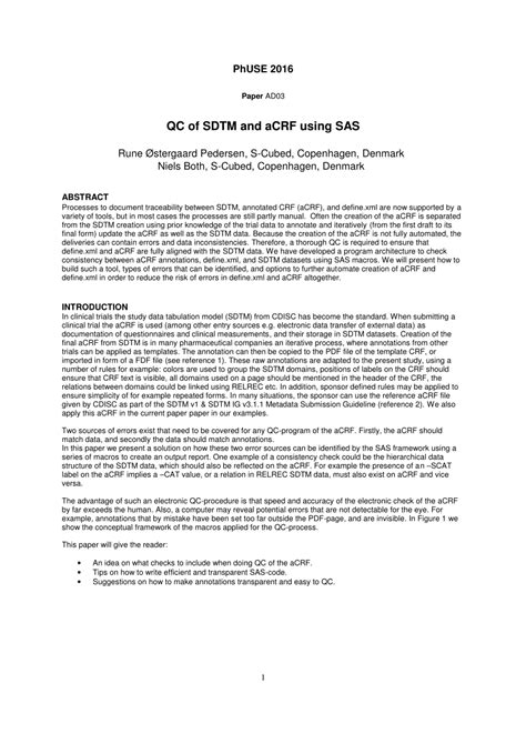 Pdf Qc Of Sdtm And Acrf Using Sas