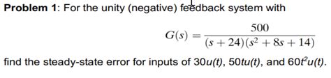 solved problem 1 for the unity negative feedback system