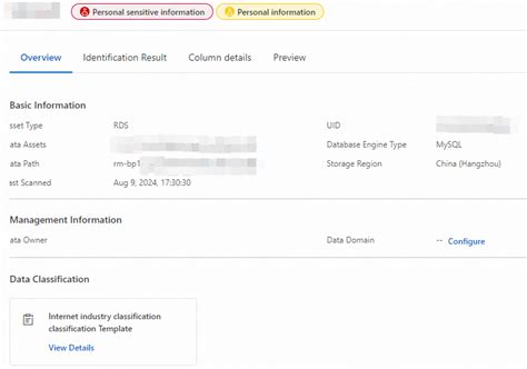View The Sensitive Data Identification Results Of Data Objects Or