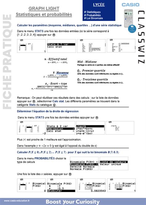 Graph Light Guide Utilisateur Lycée Casio Education Casio Éducation