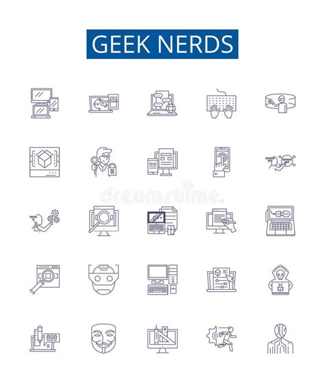 Geek Nerds Line Icons Signs Set Design Collection Of Geek Nerds