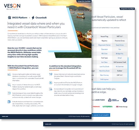 IMOS Oceanbolt Vessel Particulars Integration Spotlight Veson Nautical