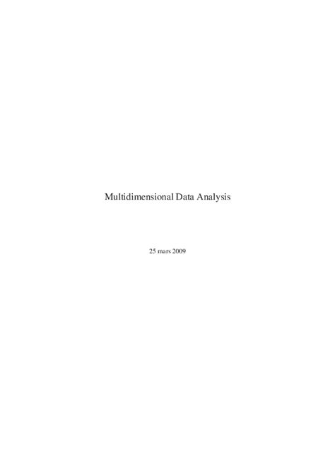 Pdf Multidimensional Data Analysis
