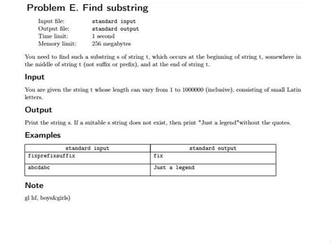 Solved Problem E Find Substring Input File Standard Input
