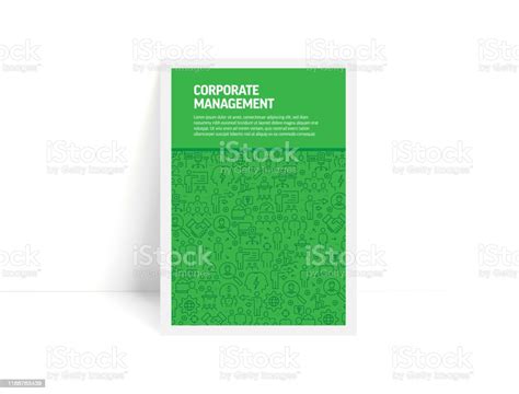 트렌디한 선형 스타일의 기업 관리를 위한 디자인 템플릿 및 요소 벡터 세트 기업 관리와 관련된 선형 아이콘이 있는 패턴 미니멀리스트 커버 포스터 디자인 0명에 대한 스톡