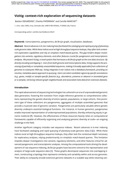 Pdf Vizitig Context Rich Exploration Of Sequencing Datasets