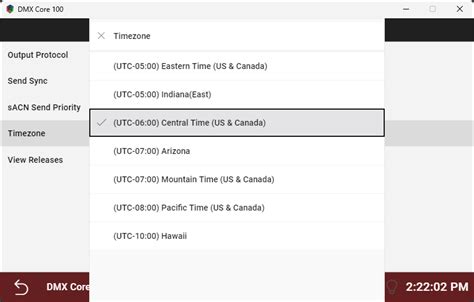 Settings Dmx Core 100