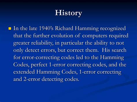 Hamming Codes Ppt Programming Languages Computing