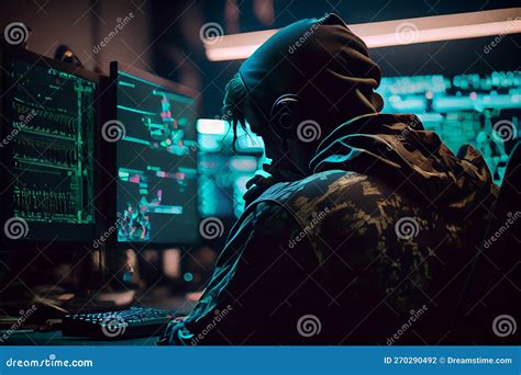 Hacker Hacks Computer Generative Ai Stock Illustration Illustration Of Surveillance