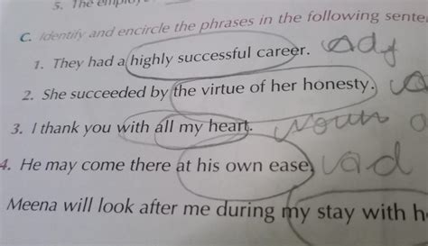 Encircle And Identify The Phrase In The Sentence