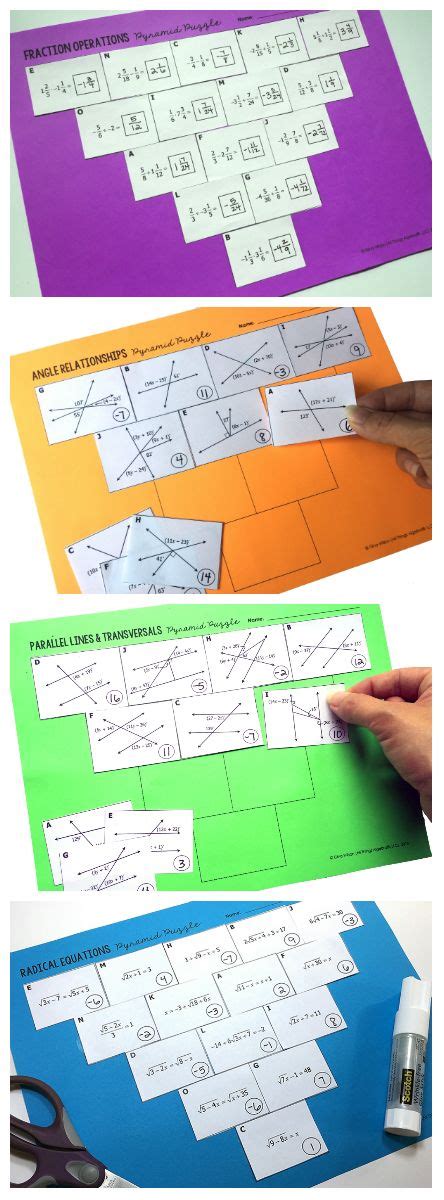 Pyramid Sum Puzzles For Secondary Math Middle School Math Classroom