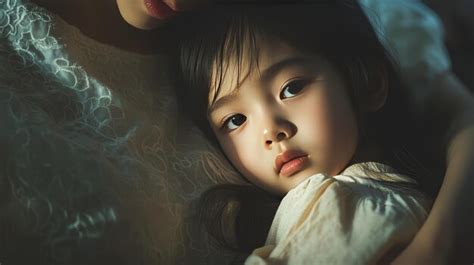 Her Face Pale And Her Energy Low The Little Asian Girl Rests Her Head