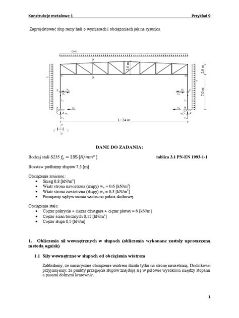 Konstrukcje Metalowe 1 Przyklad 9 Slup Pdf