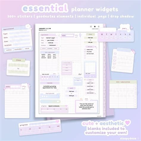 New Essential Planner Widgets Agendas Modèle Dagenda Autocollants