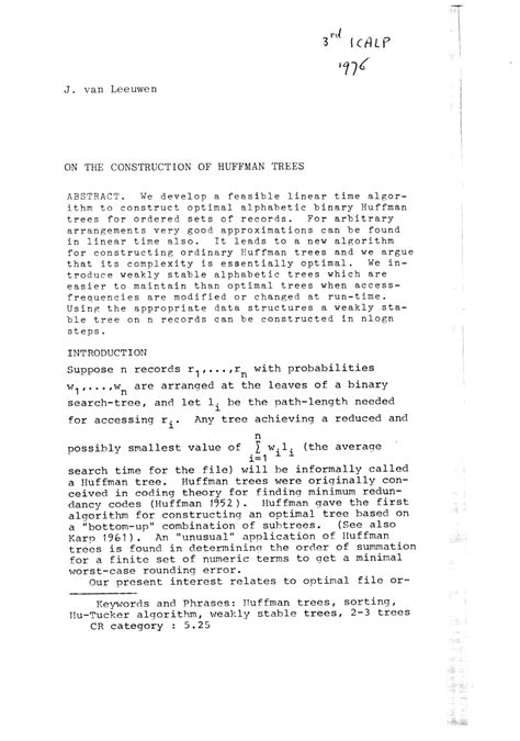 Pdf On The Construction Of Huffman Trees