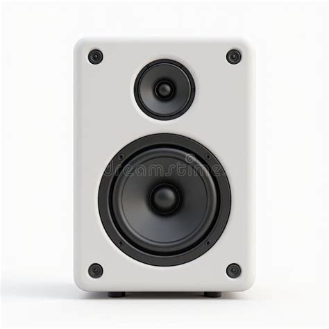 A White Rectangular Speaker With Two Circular Drivers Set Against A