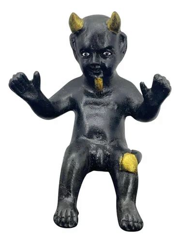 Figura Diablo Negro Bebe Demonio Para Altar 13 Cm Resina Negro Meses