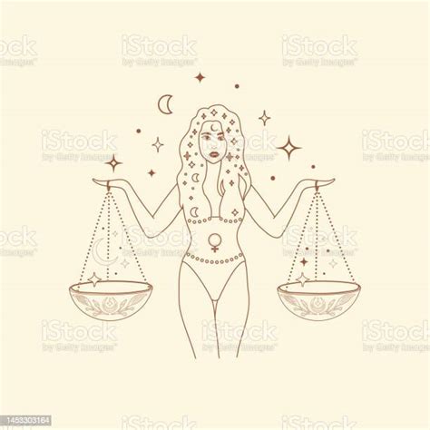 천칭자리 소녀 조디악 기호 디자인 그림 난해한 벡터 요소 아이콘입니다 브라운 색상 옵션 개체 그룹에 대한 스톡 벡터 아트 및 기타 이미지 Istock