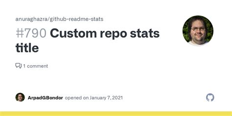 custom repo stats title · issue 790 · anuraghazra github readme stats · github