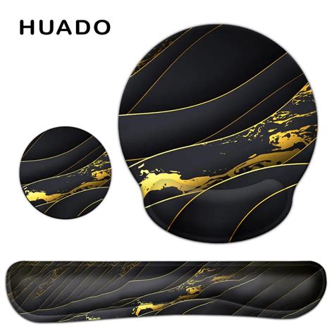 Black Gold Rubber Keyboard Wrist Rest Pad Set Custom Mouse Pad And