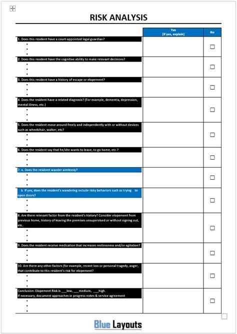 Risk Analysis Templates Blue Layouts