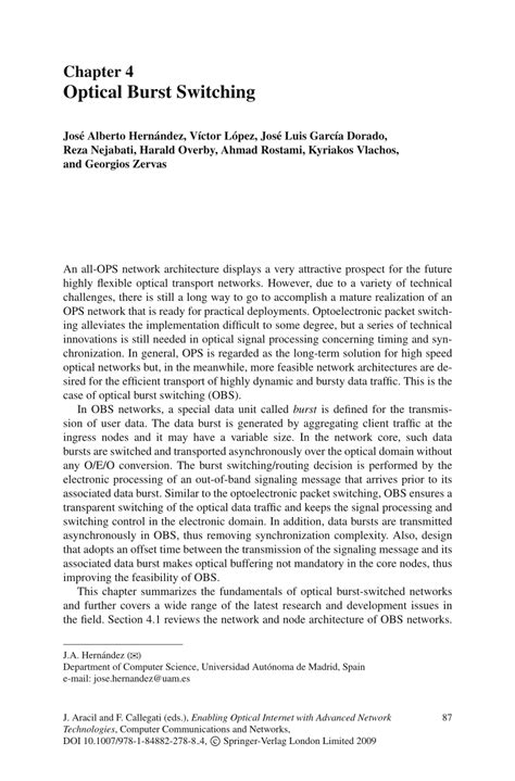 Pdf Optical Burst Switching