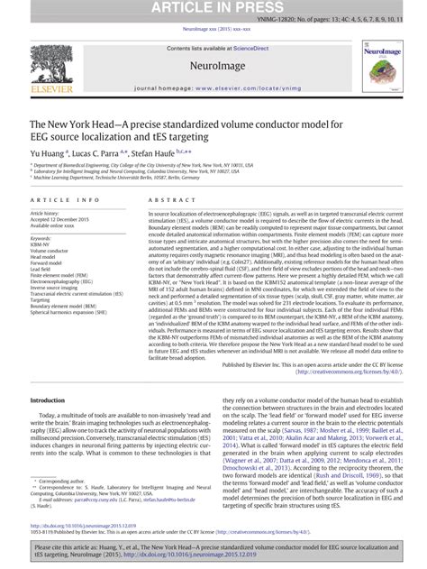 Pdf The New York Head—a Precise Standardized Volume Conductor Model