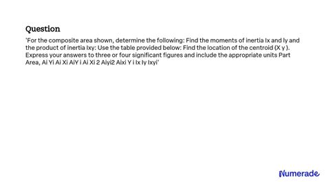 Solved For The Composite Area Shown Determine The Following Find The Moments Of Inertia Ix