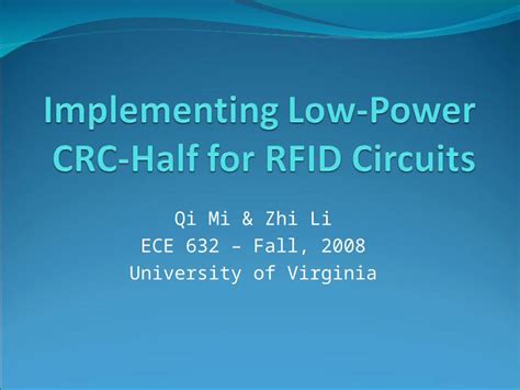 Ppt Implementing Low Power Crc Half For Rfid Circuits Dokumentips