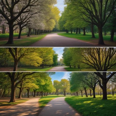 Collage Of Trees Near Pathway During Premium Ai Generated Image