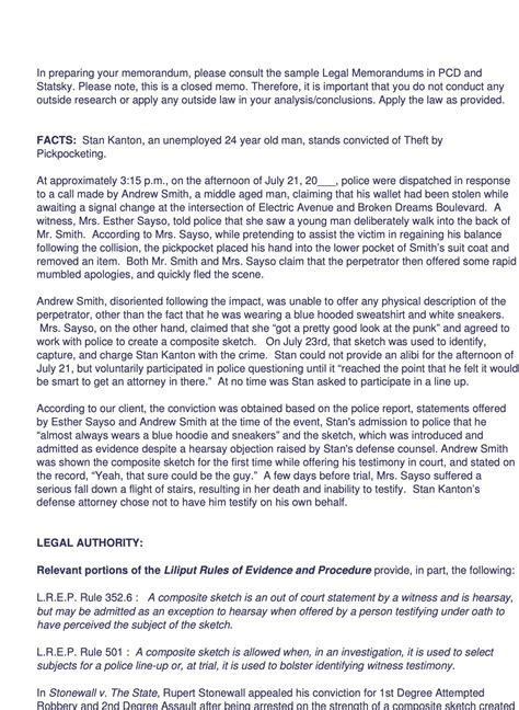 Legal Memorandum Sample Legal Memo PDF Template